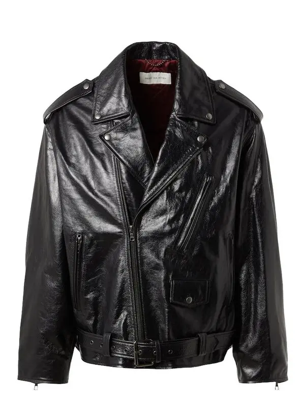 Dries Van Noten Leather Biker Jacket - Black
