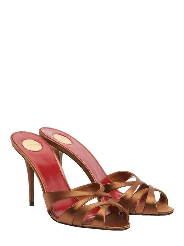 Saint Laurent Chandelle 95 Satin Sandals - Brown