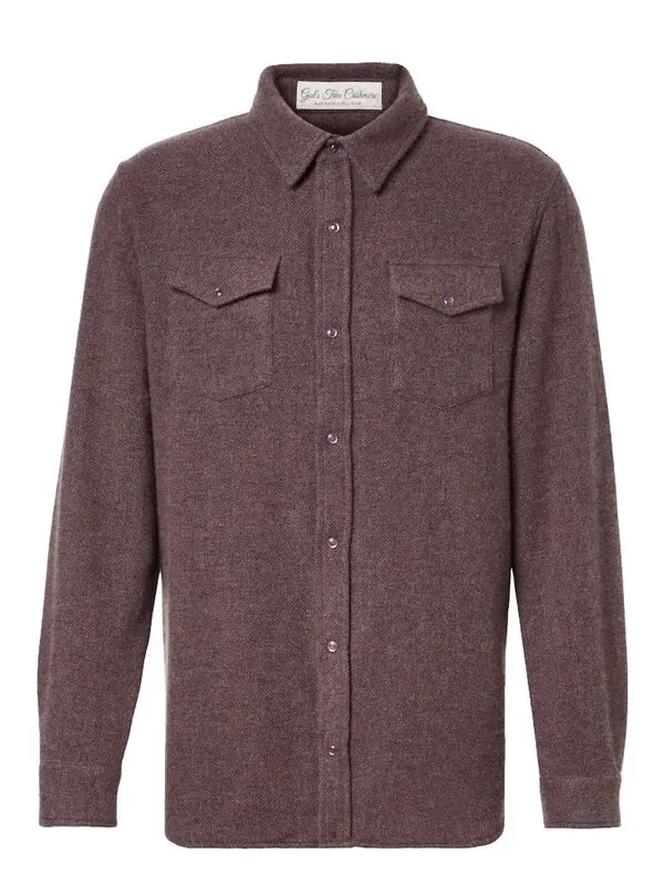 GOD'S TRUE CASHMERE Cashmere Shirt With Amethyst - Brown