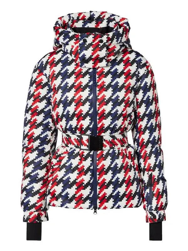 Perfect Moment Candice Houndstooth Down Ski Jacket - Black