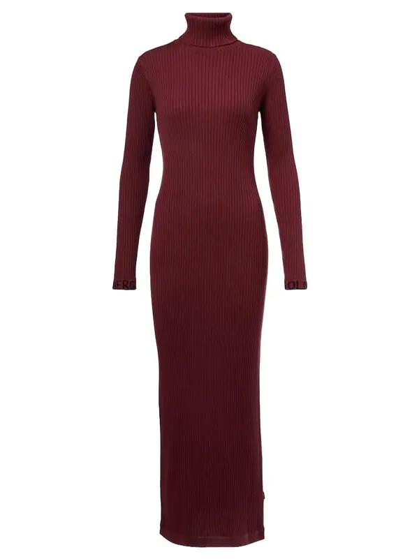Goldbergh Mireille Ribbed-knit Turtleneck Midi Dress - Burgundy