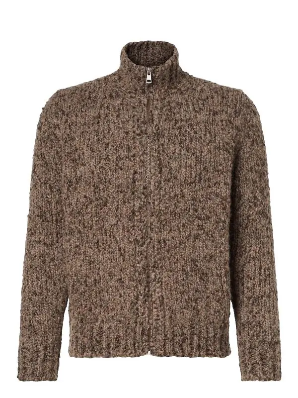 Moncler Alpaca And Wool Zip-up Cardigan - Brown