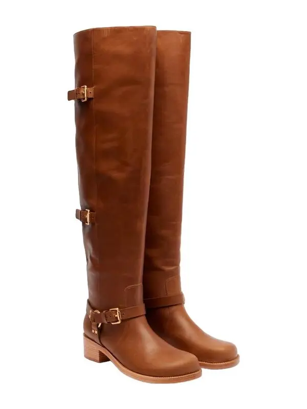 Farm Rio Over-the-knee Leather Boots - Brown