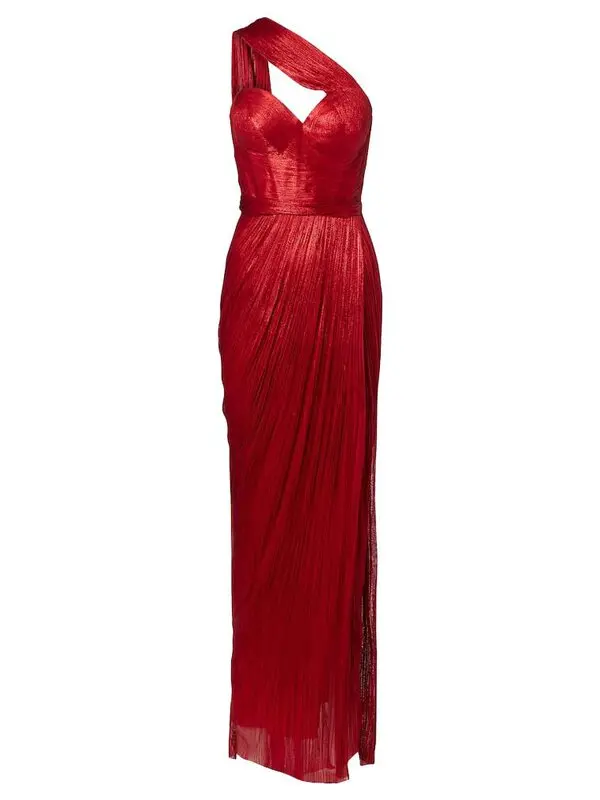 MARIA LUCIA HOHAN Claudine Scarf-detail Silk Mousseline Gown - Red