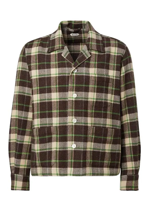 BODE Woodcrest Plaid Wool Flannel Overshirt - Brown