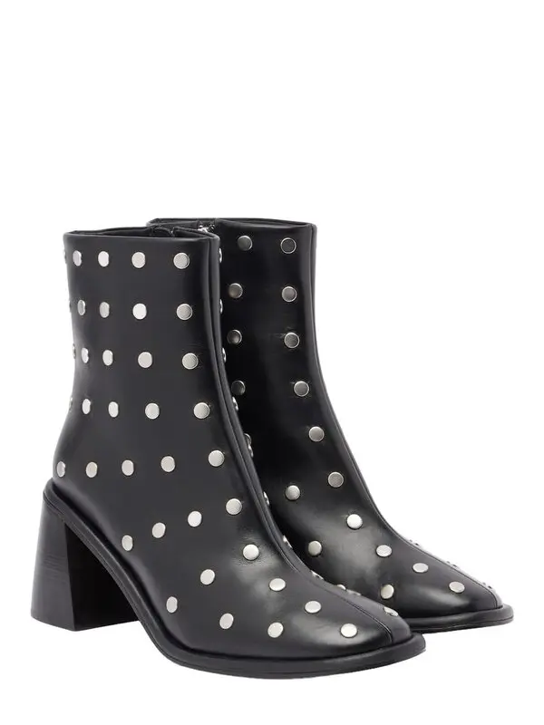 SOULIERS MARTINEZ Kima 80 Studded Leather Ankle Boots - Black