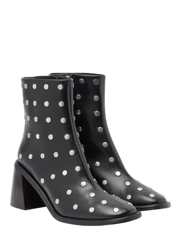 SOULIERS MARTINEZ Kima 80 Studded Leather Ankle Boots - Black