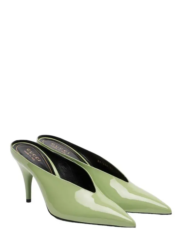 Gucci 97 85 Patent Leather Mules - Green