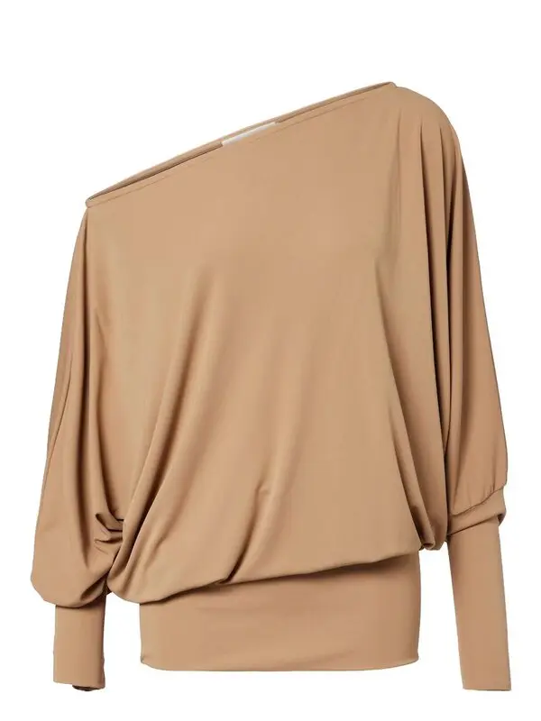 AYA MUSE Cely Asymmetric Draped Minidress - Brown