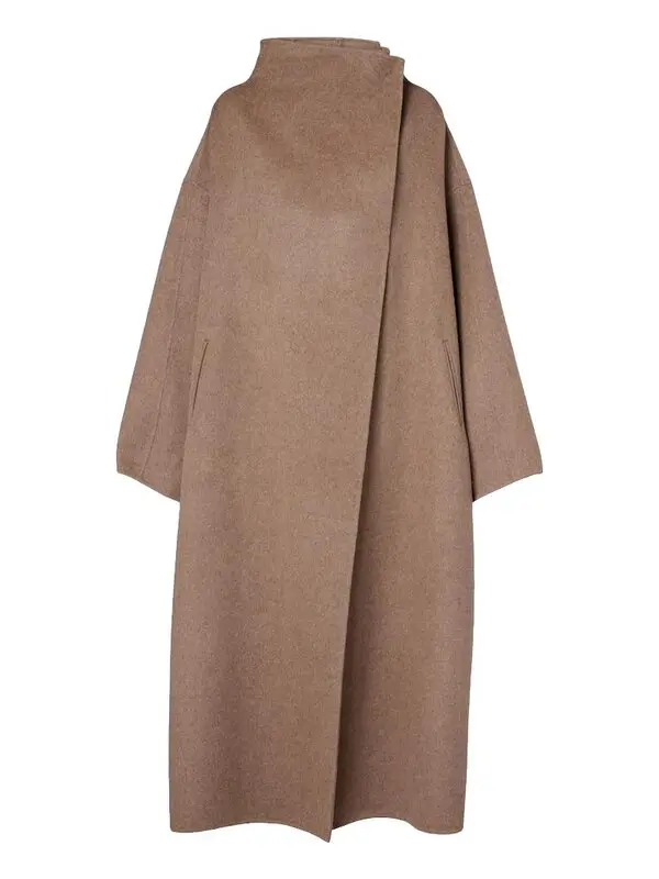 THE FRANKIE SHOP Leroy Wool-blend Wrap Coat - Brown