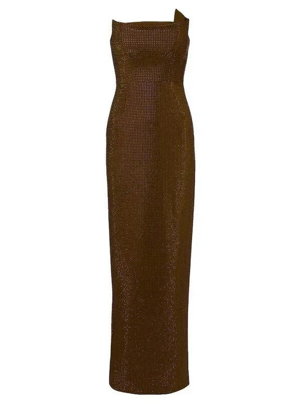Roland Mouret Embellished Strapless Gown - Brown
