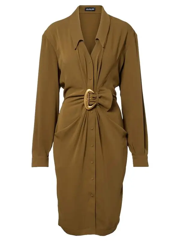 MUGLER Re/edit Cow-boys Crêpe Twill Shirt Dress - Green