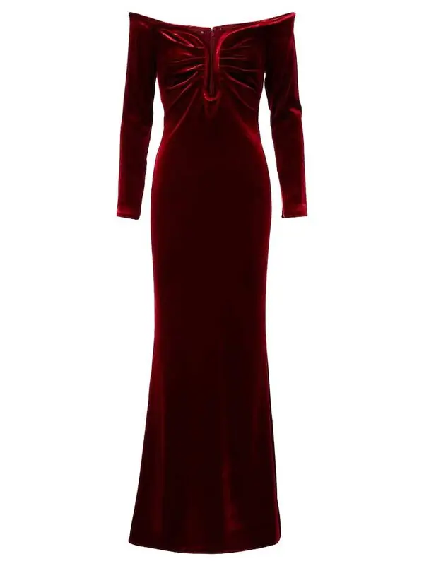 Roland Mouret Off-shoulder Velvet Gown - Red