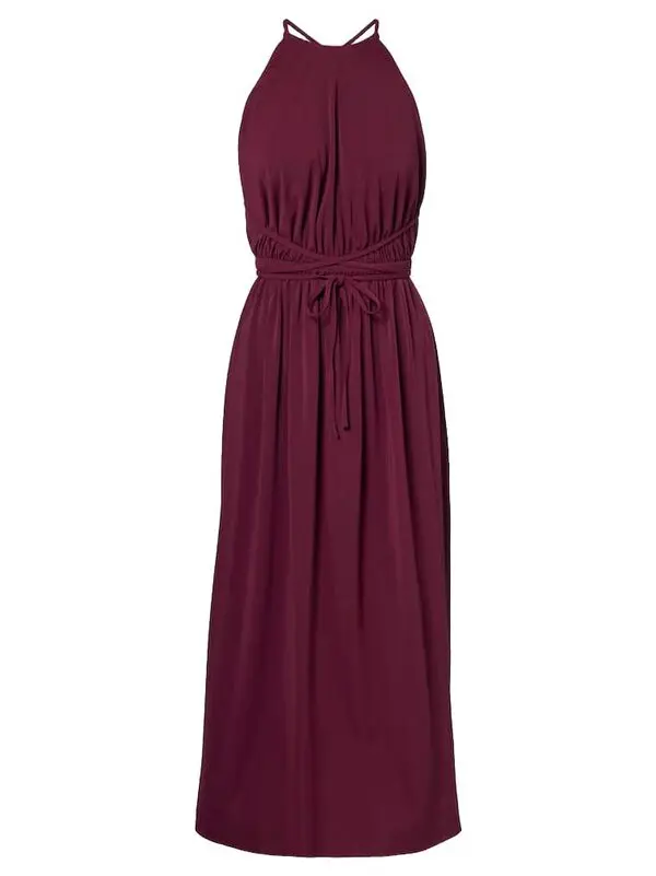 ERES Ines Halterneck Jersey Midi Dress - Burgundy