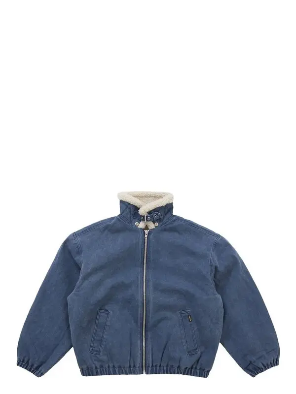 Supreme Faux Shearling Lined Bomber Jacket - Navy Blue