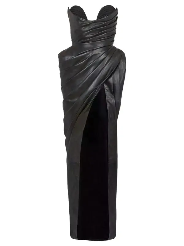 Balmain Leather Bodycon Dress - Black