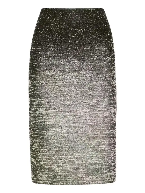 Oscar De La Renta Ombré-effect Bouclé Midi Skirt - Black
