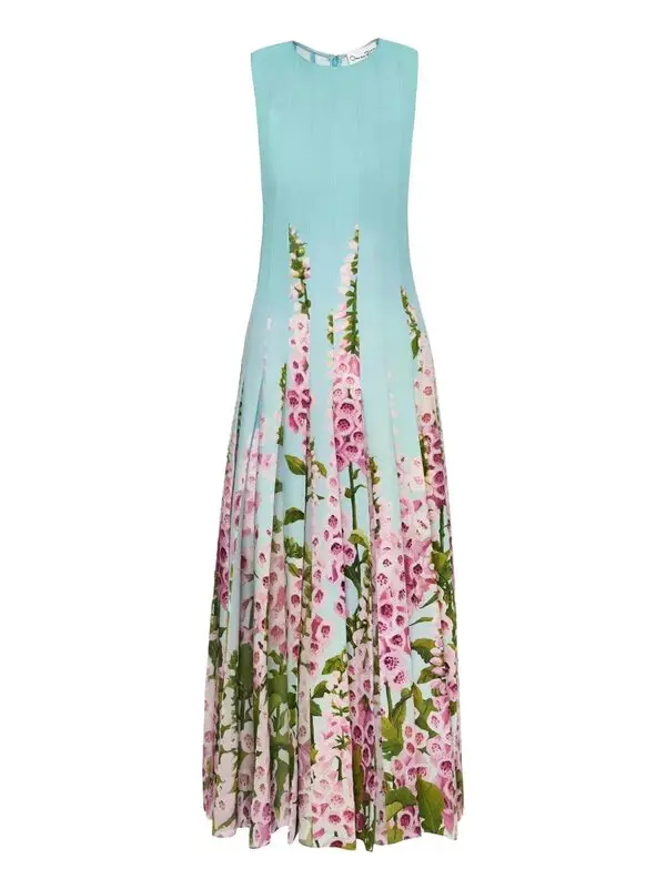Oscar De La Renta Foxglove Chiffon Dress - Blue