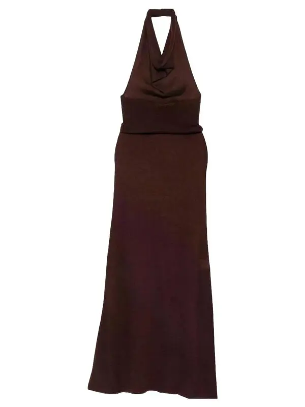 AYA MUSE Reed Halterneck Maxi Dress - Brown