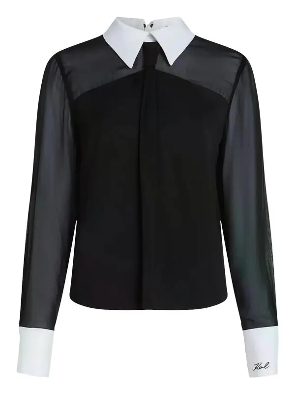 Karl Lagerfeld Sheer-panel Blouse - Black