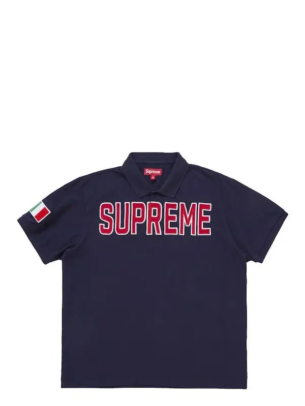 Supreme Twill Appliqué Polo Shirt - Navy Blue