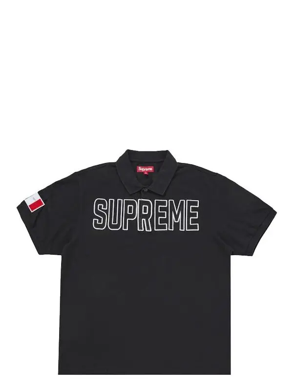 Supreme Twill Appliqué Polo Shirt - Black