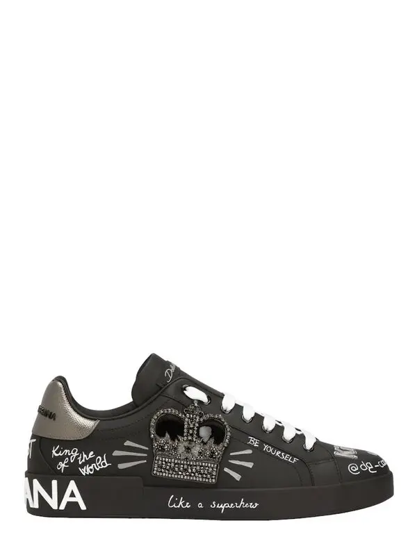 Dolce & Gabbana Portofino Printed Sneakers - Black