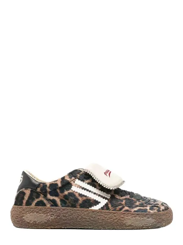 PURAAI Leopard Print Low Top Sneakers - Brown