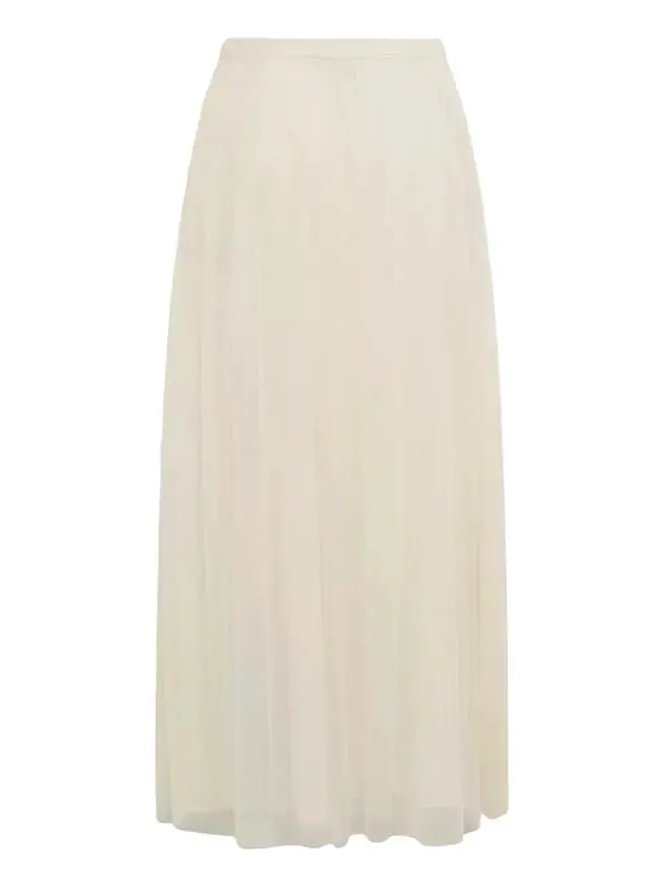 Alpha Studio Pleated Tulle Midi Skirt - Neutrals