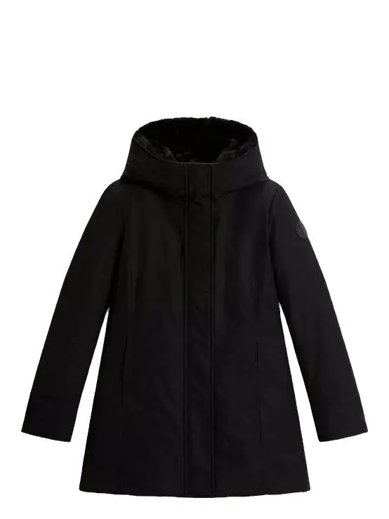 Woolrich Ramar Cloth Down Parka With Faux Fur - Black