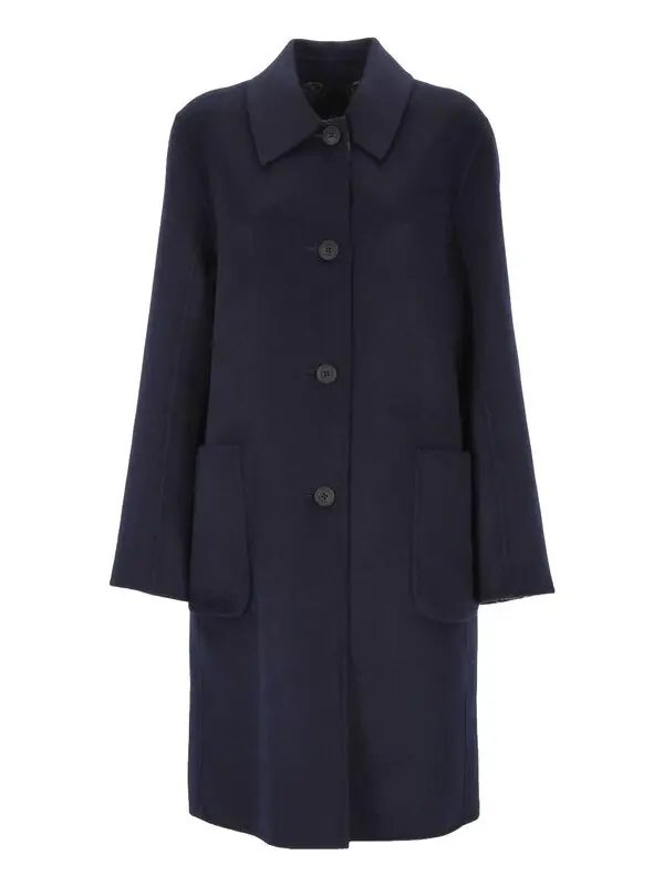 Tory Burch Collared Coat - Medium Navy/t Logo