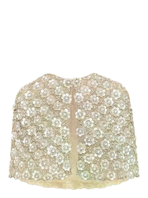Oscar De La Renta Floral-embroidered Cape - Neutrals