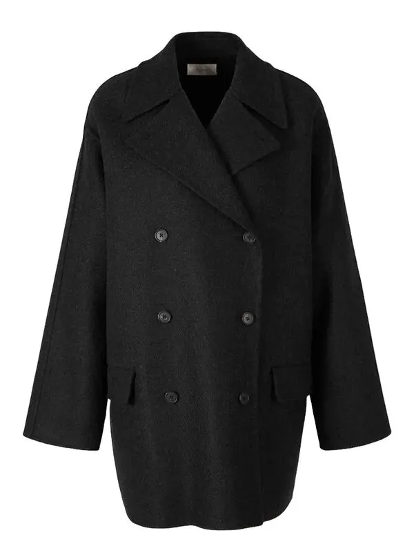 THE ROW Long Crossed Coat - Black