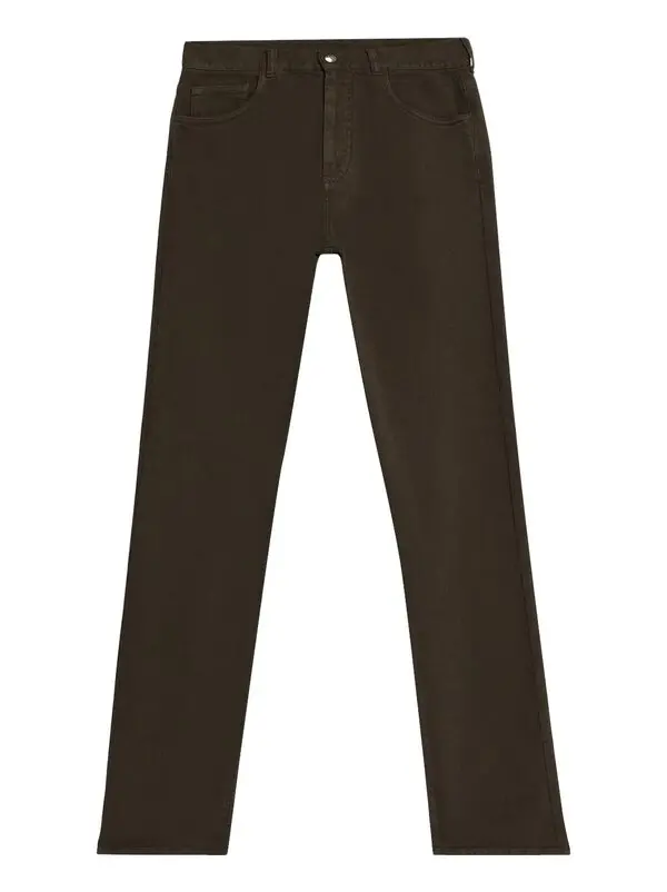 Canali Cotton-stretch Straight Fit Five-pocket Pants - Brown