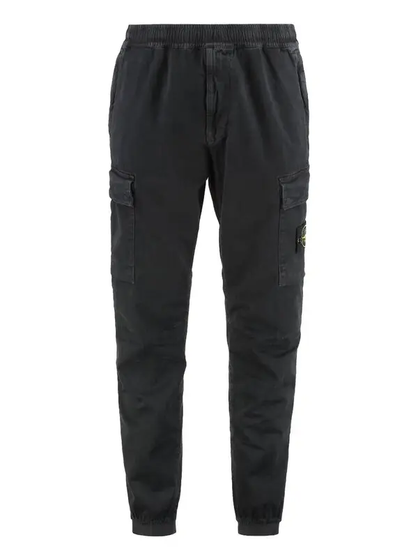 Stone Island Cotton Cargo Pants - Black