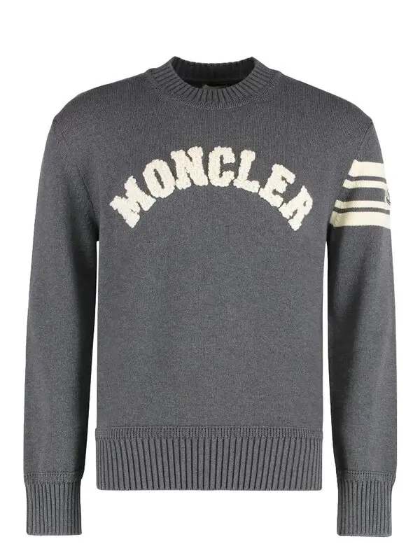 Moncler Cotton Round Neck Sweater - Grey