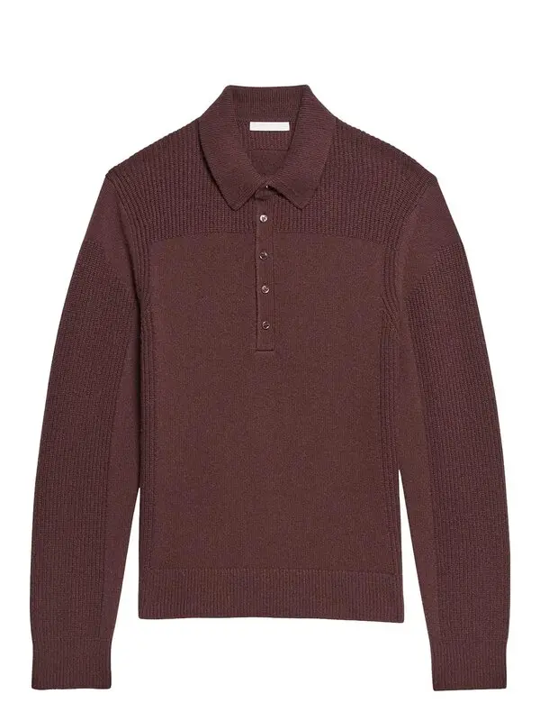 Helmut Lang Wool Knit Polo Sweater - Dark Burgu