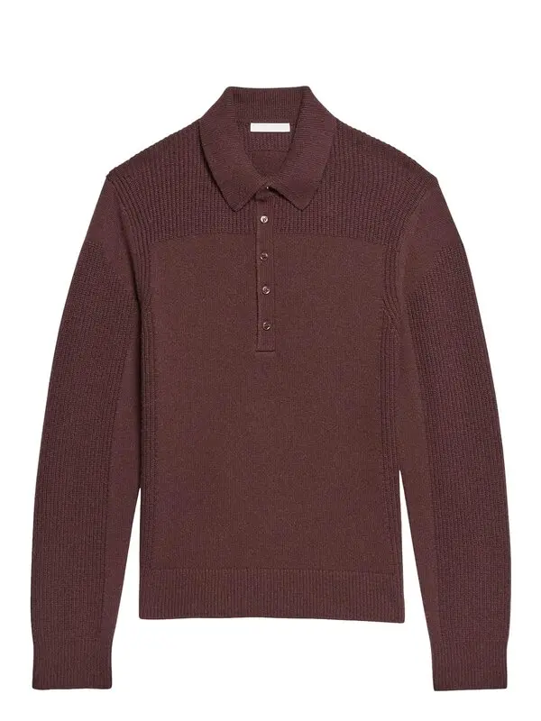 Helmut Lang Wool Knit Polo Sweater - Dark Burgundy