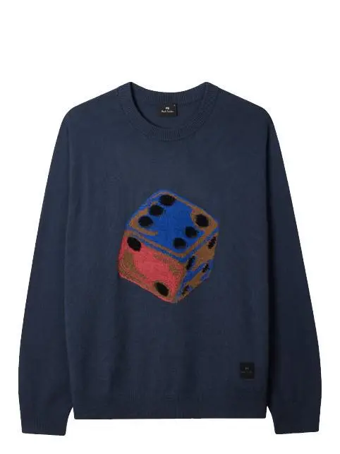 Paul Smith Dice' Merino Wool-blend Knitted Sweater - Blue