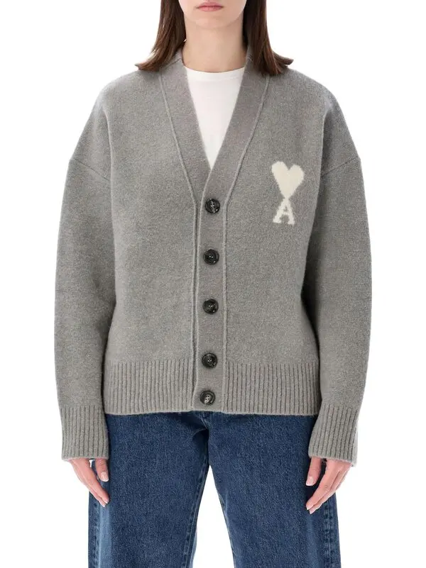 Ami Appliqued Cardigan - Grey