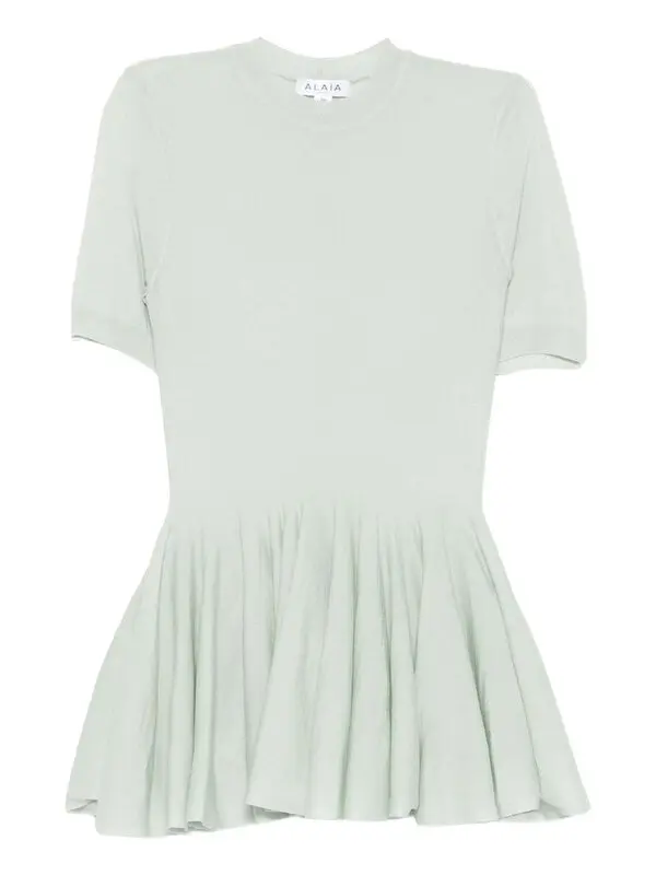 Alaïa Wool Peplum Top - Green