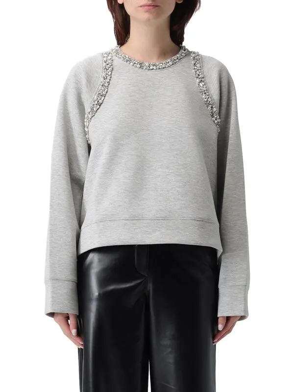 Pinko Long Sleeve Embellished Sweatshirt - Grey