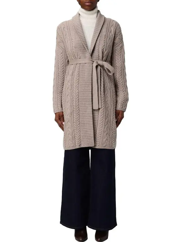 Max Mara Belted Knit Cardigan - Beige