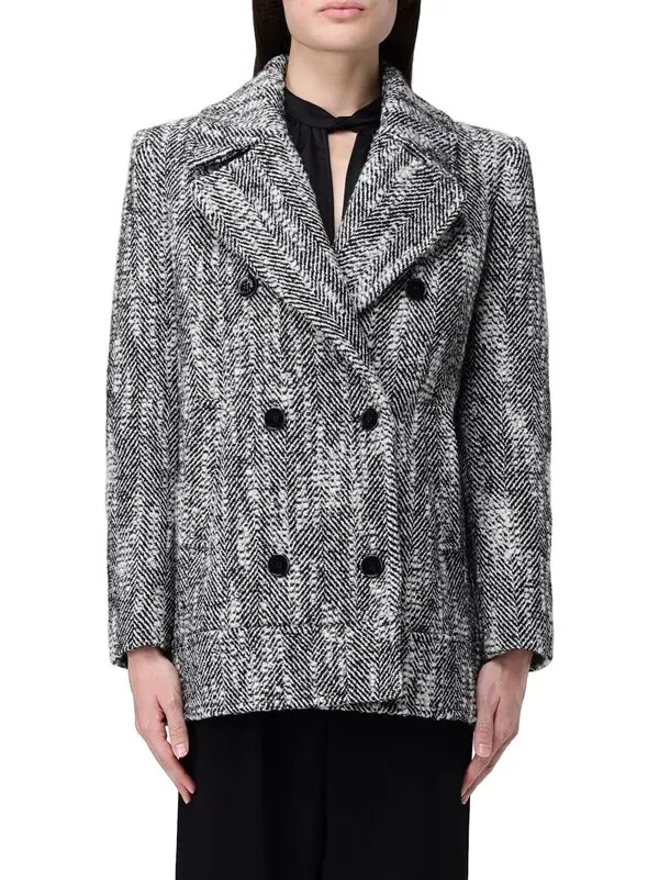 Patrizia Pepe Double Breasted Coat - Black