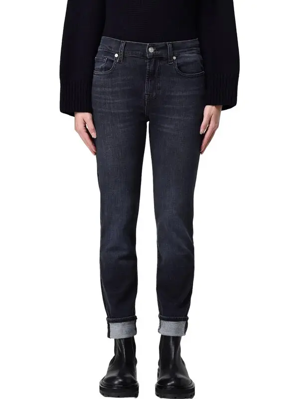 7 For All Mankind Slim Straight Leg Jeans - Black