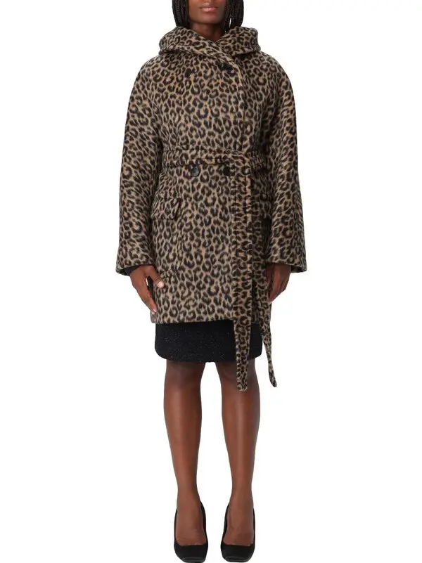 Tagliatore Leopard Print Coat - Brown