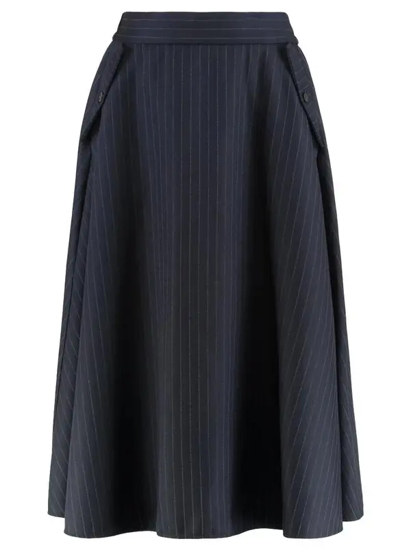 Golden Goose Virgin Wool Midi Skirt - Blue