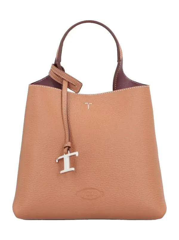 TOD'S Pebbled Calfskin Handbag - Brown