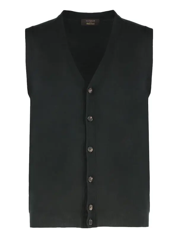 SLOWEAR Sleeveless Cotton Cardigan - Green