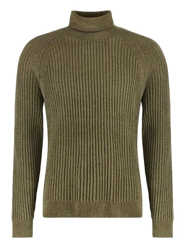 RRD Velvet Rave Ribbed Turtleneck Sweater - Green